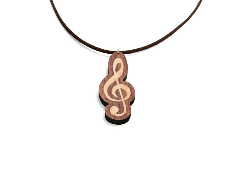 Wooden Keychain – Treble Clef – Walnut and Maple - Berben Design