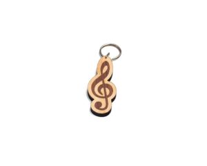Wooden Keychain – Treble Clef – Maple & Walnut - Wooden Amsterdam