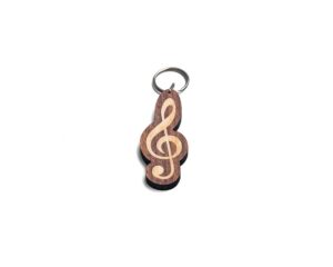 Wooden Keychain – Treble Clef – Walnut & Maple - Wooden Amsterdam