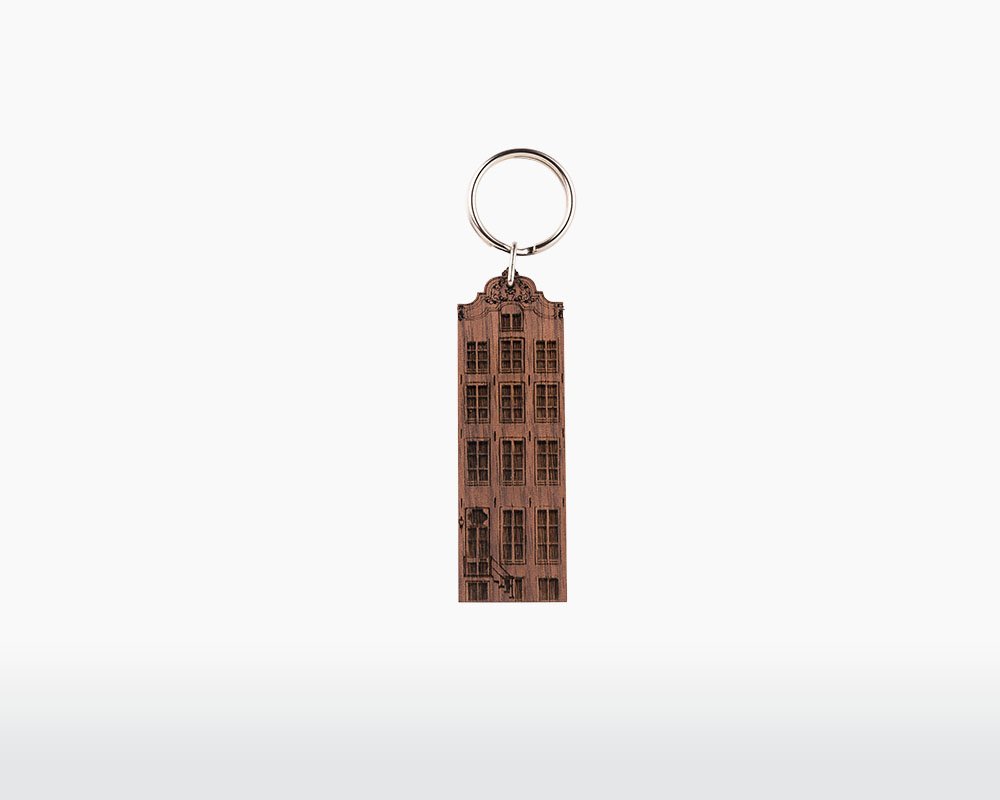 Amsterdam Canal House Keychain - Amstel 101 - Walnut - Wooden Amsterdam