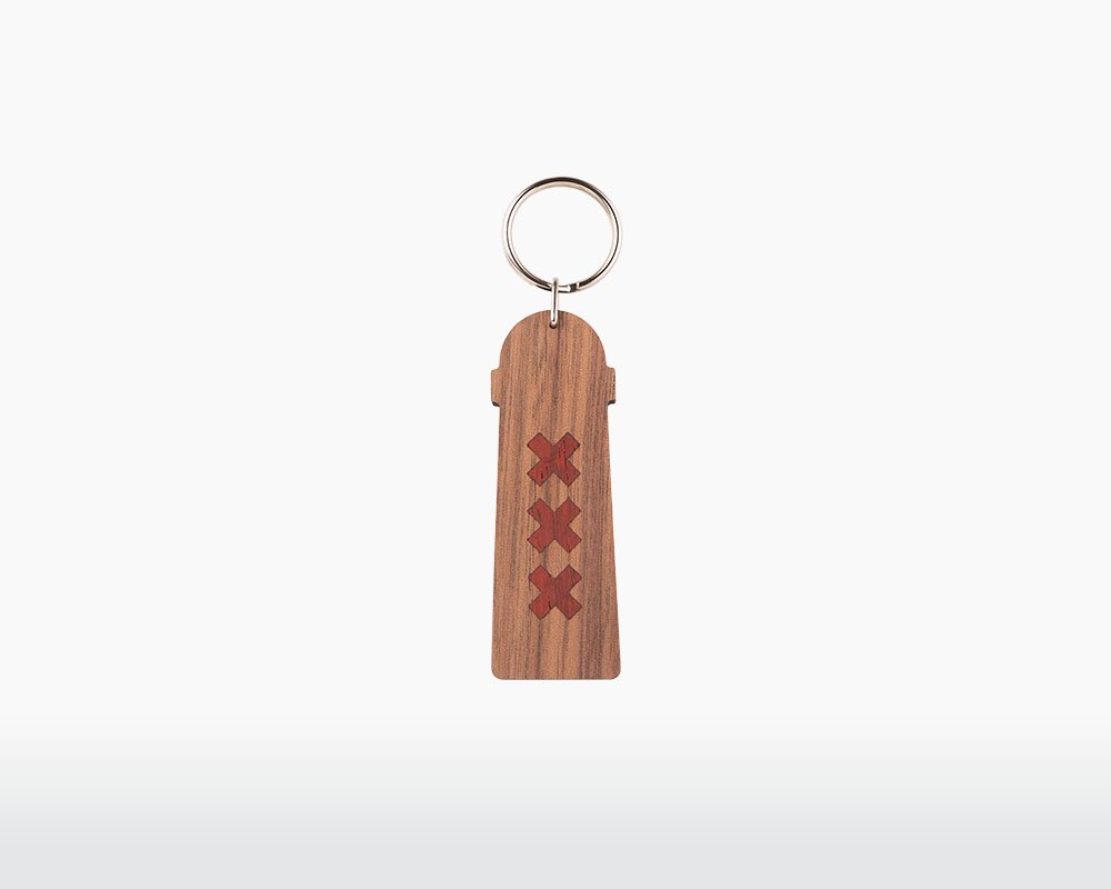Amsterdam Keychain - Amsterdammertje - Walnut & Padouk - Wooden Amsterdam