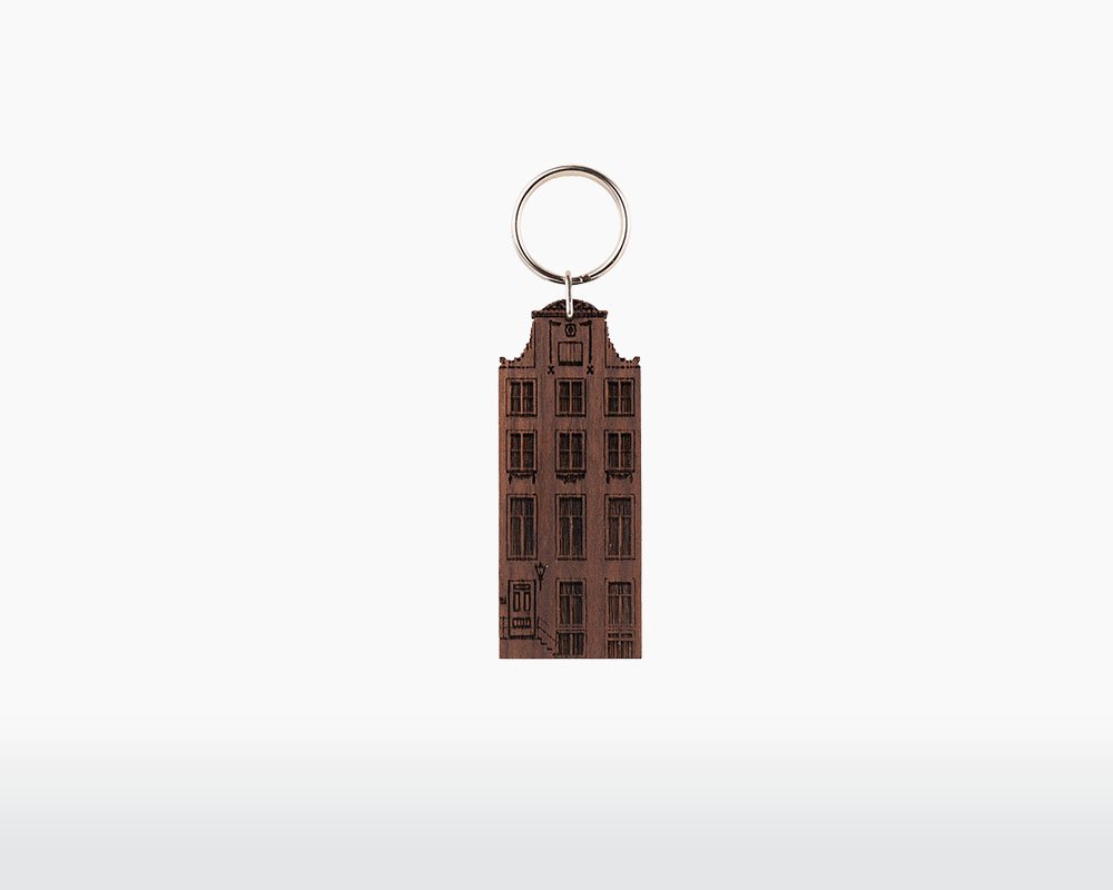 Amsterdam Canal House Keychain - Keizersgracht 526 - Walnut