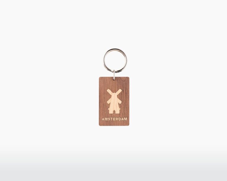 Wooden Keychain - Windmill - Walnut & Maple - Wooden Amsterdam