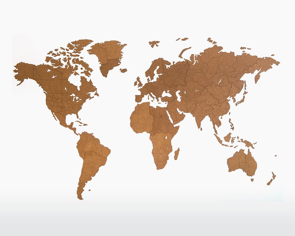 Wooden World Map - DIY - GIANT - Brown HDF - MiMi Innovations