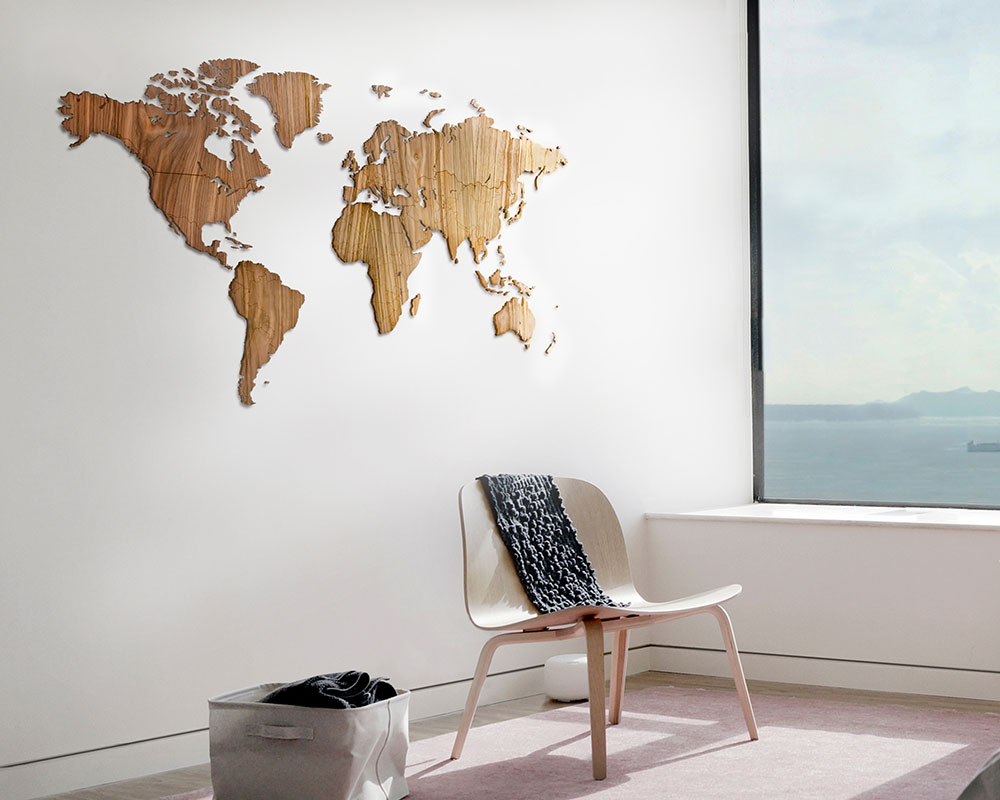 Wooden World Map - Oak Wood - Wooden Amsterdam