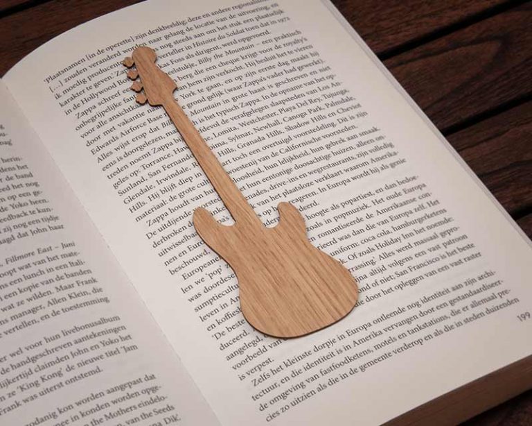 Handmade Bookmark Bass Guitar | Oak Wood | Shop Now