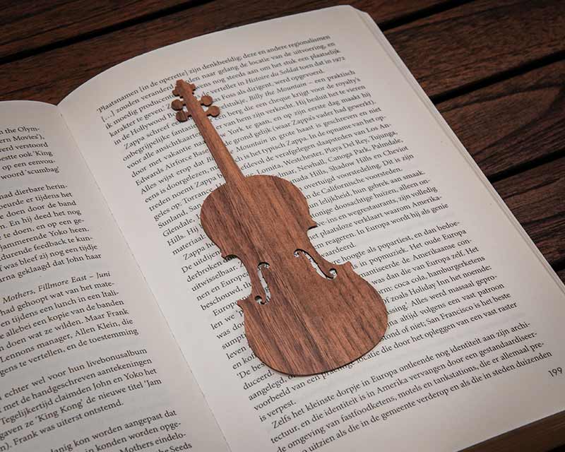 Bookmark Violin - Walnut - Wooden Amsterdam