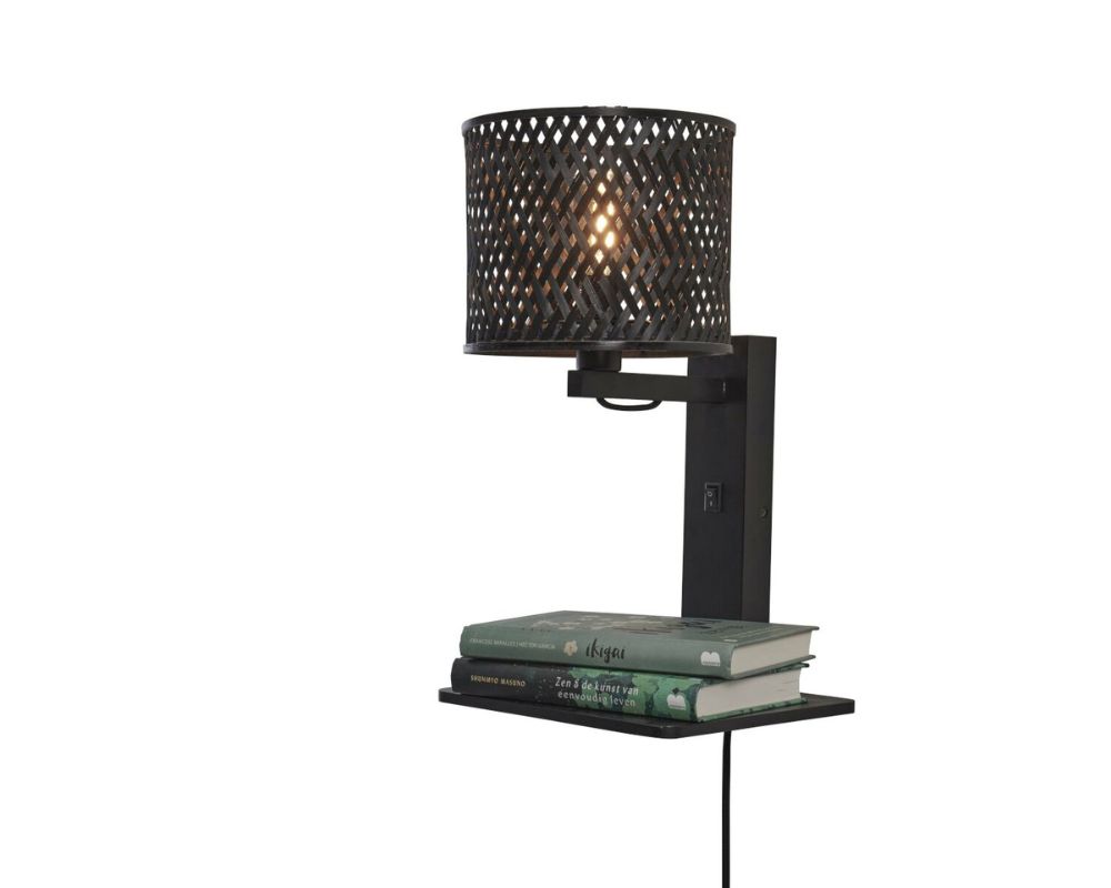 Wall Lamp with bookshelf - JAVA - Bamboo - Wooden Amsterdam